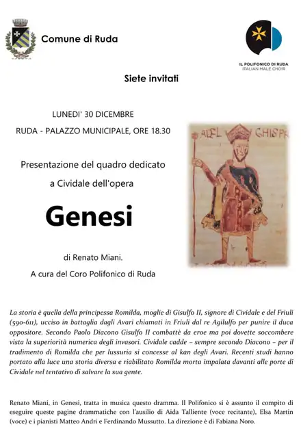 64 / 5.000 Presentation of the Cividale painting "GENESI" - Ruda ...